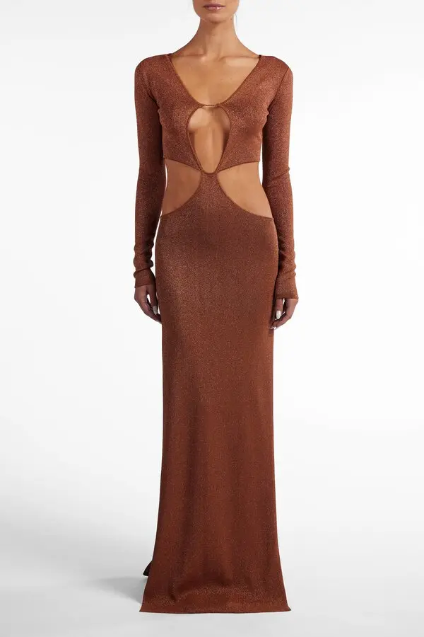 SAME Long Sleeve Cut Out Maxi Dress