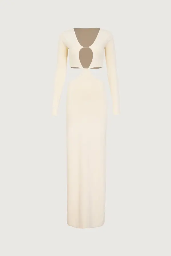 SAME Long Sleeve Cut Out Maxi Dress - Cream