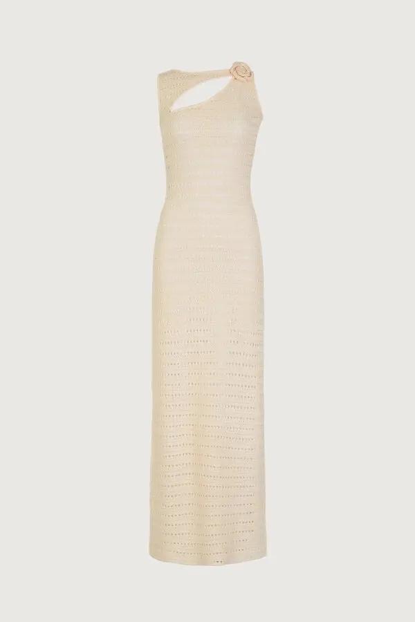 SAME Rosette Sleeveless Crochet Dress - Cream