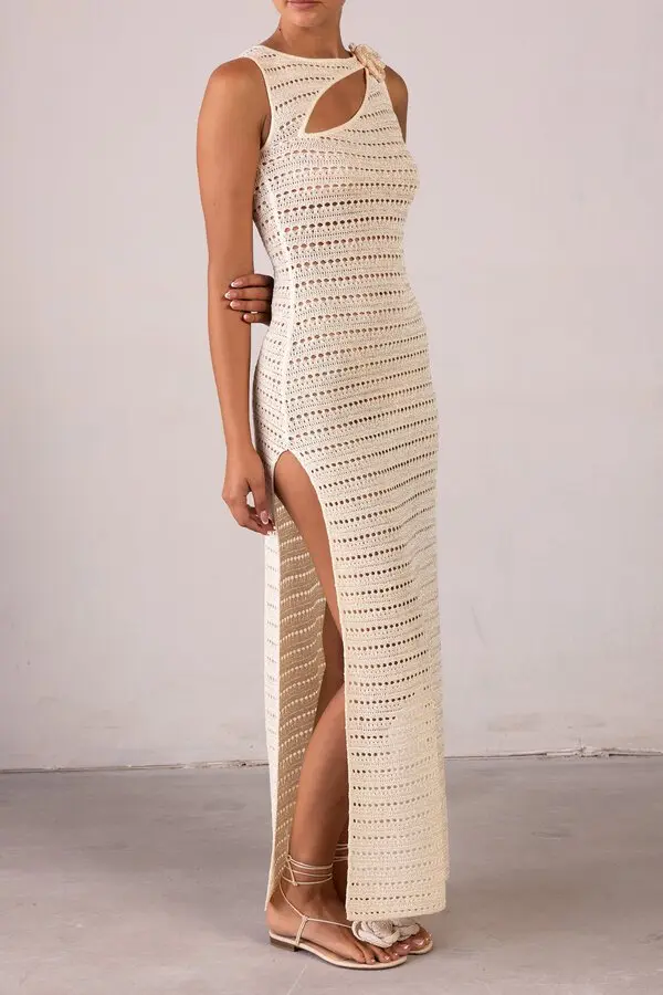 SAME Rosette Sleeveless Crochet Dress