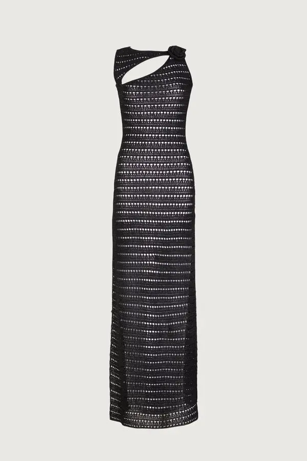 SAME Rosette Sleeveless Crochet Dress - Black