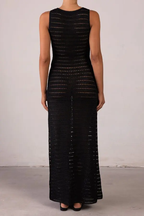 SAME Rosette Sleeveless Crochet Dress