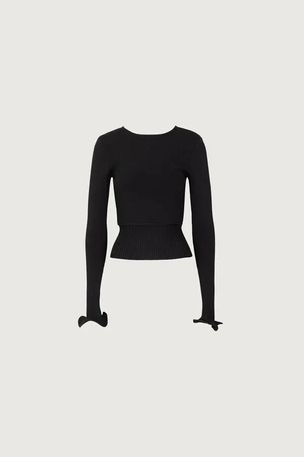SAME Ruffle Hem Sweater - Black