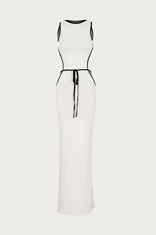 SAME Tie Maxi Dress - Cream/black