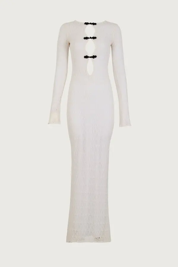 SAME Keyhole Crochet Dress - Cream/black
