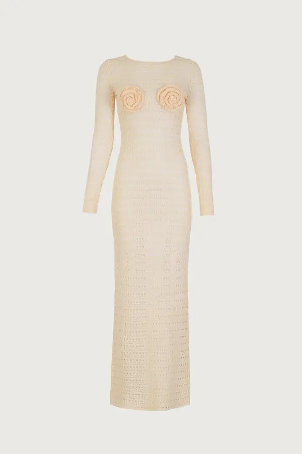 SAME Rosette Crochet Dress - Cream