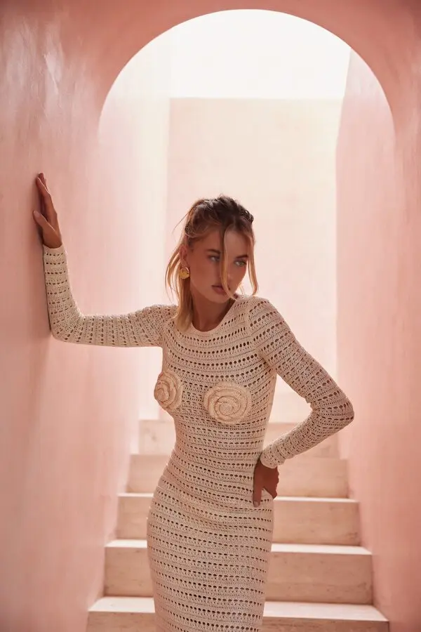 SAME Rosette Crochet Dress