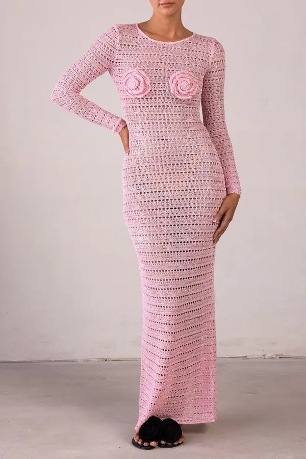 SAME Rosette Crochet Dress