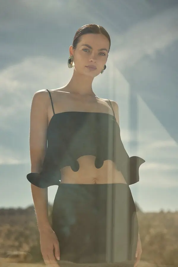 SAME Ruffle Hem Crop Top