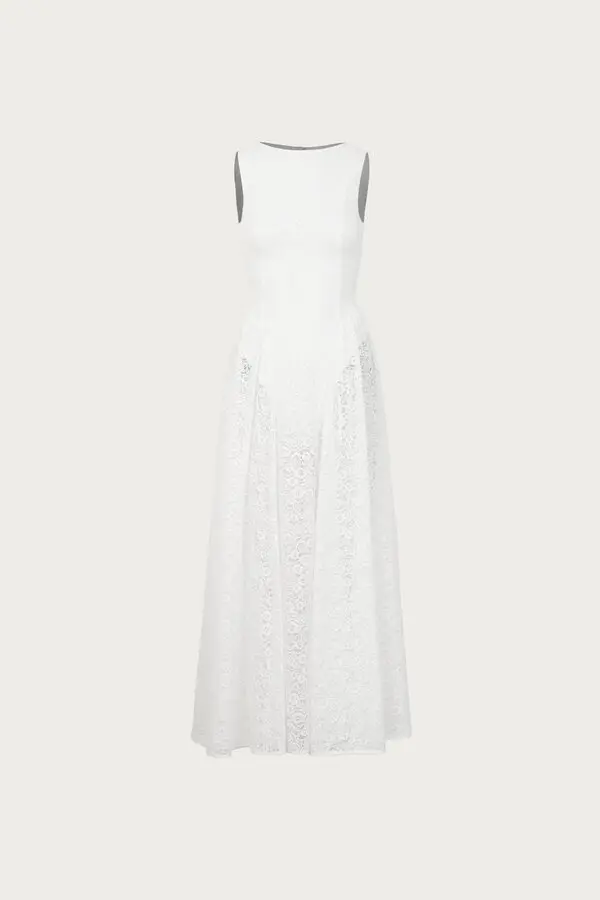 SAME French Lace Midi Dress - White