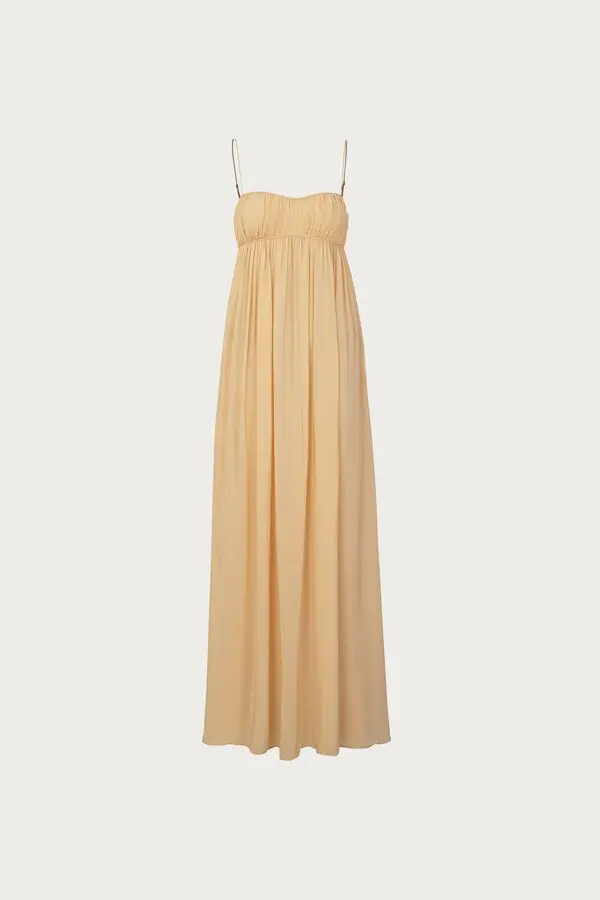 SAME Ruched Chiffon Dress - Gold