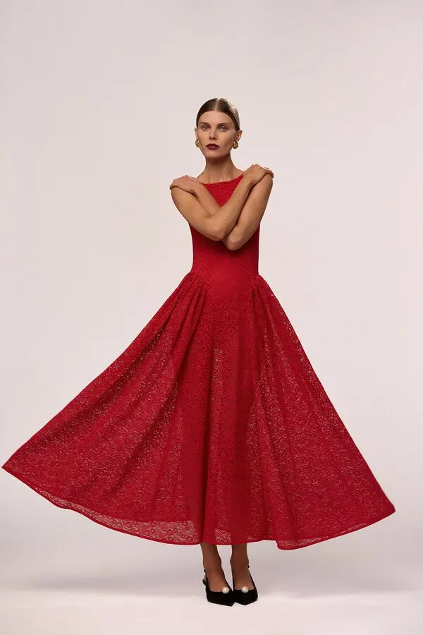 SAME French Lace Midi Dress