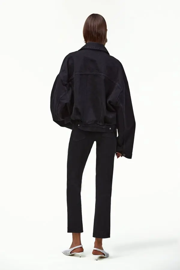 SAME The Perfect Oversized Cropped Denim Jacket - Black
