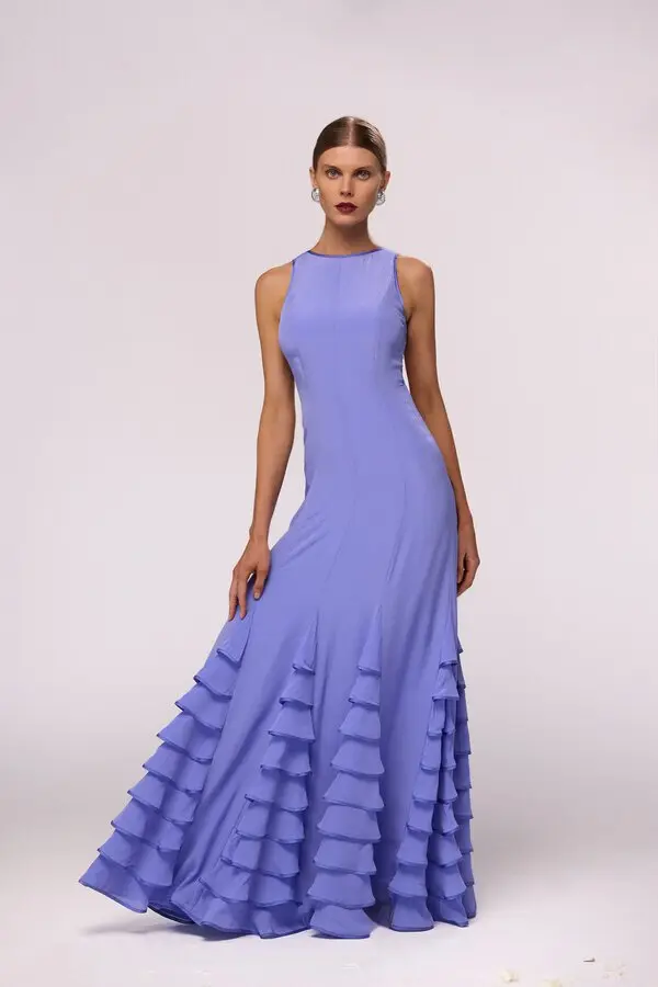 SAME Tiered Chiffon Gown