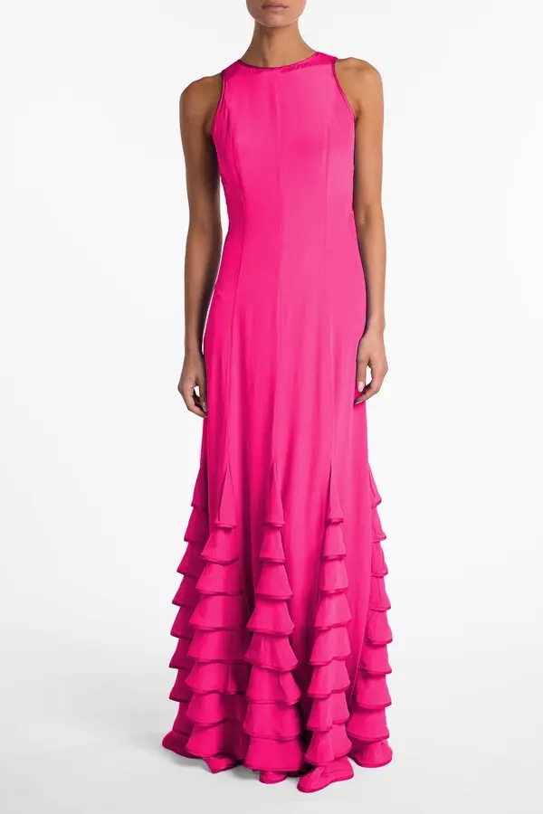 SAME Tiered Chiffon Gown