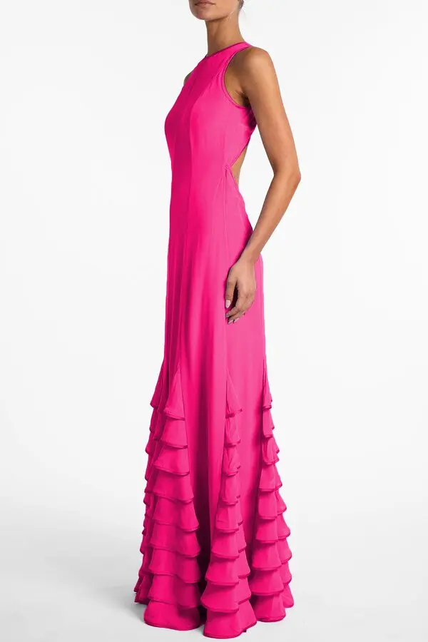SAME Tiered Chiffon Gown
