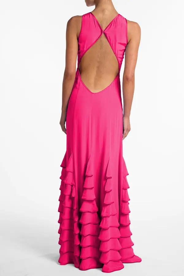 SAME Tiered Chiffon Gown