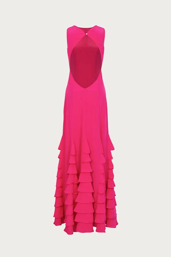 SAME Tiered Chiffon Gown
