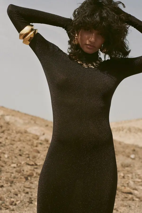 SAME Shimmer Mockneck Dress