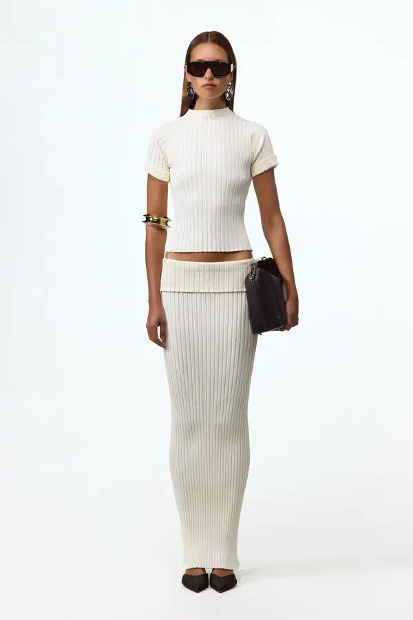 SAME Ribbed Knit Top - Cream