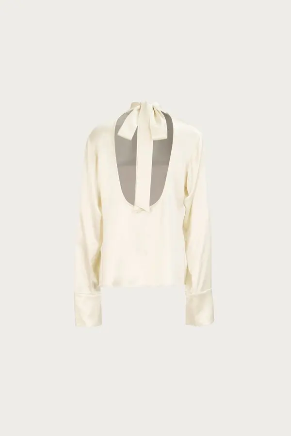 SAME Satin Long Sleeve Blouse