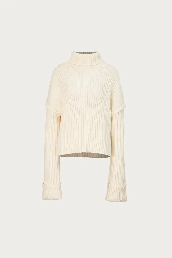 SAME Oversized Ribbed Wool Sweater - Cream