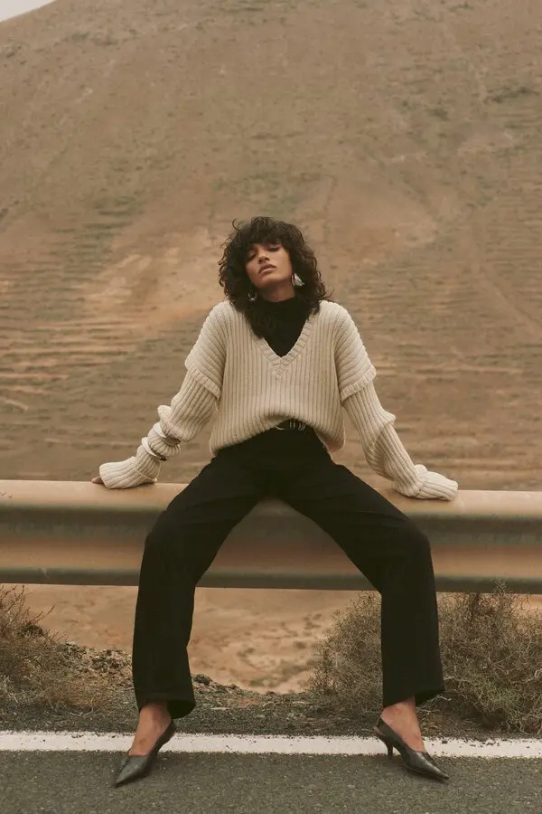 SAME Oversized V Neck Sweater