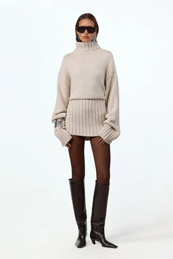 SAME Knit Sweater Dress - Taupe
