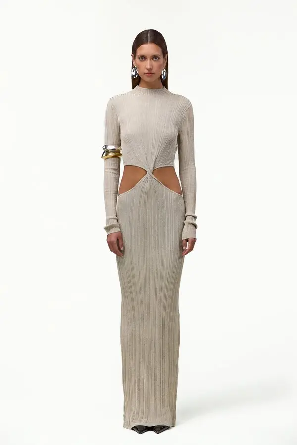 SAME Metallic Twist Maxi Dress - Gold