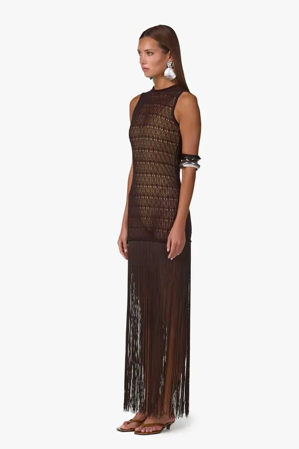 SAME Fringe Knit Maxi Dress