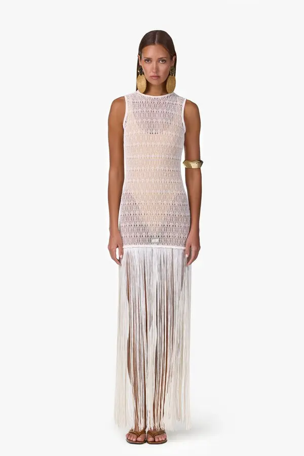 SAME Fringe Knit Maxi Dress