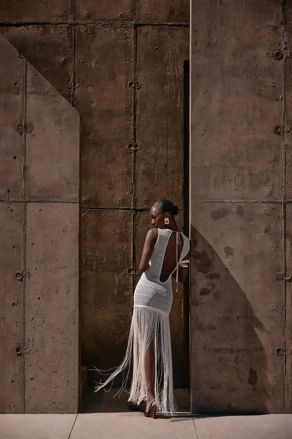 SAME Fringe Knit Maxi Dress