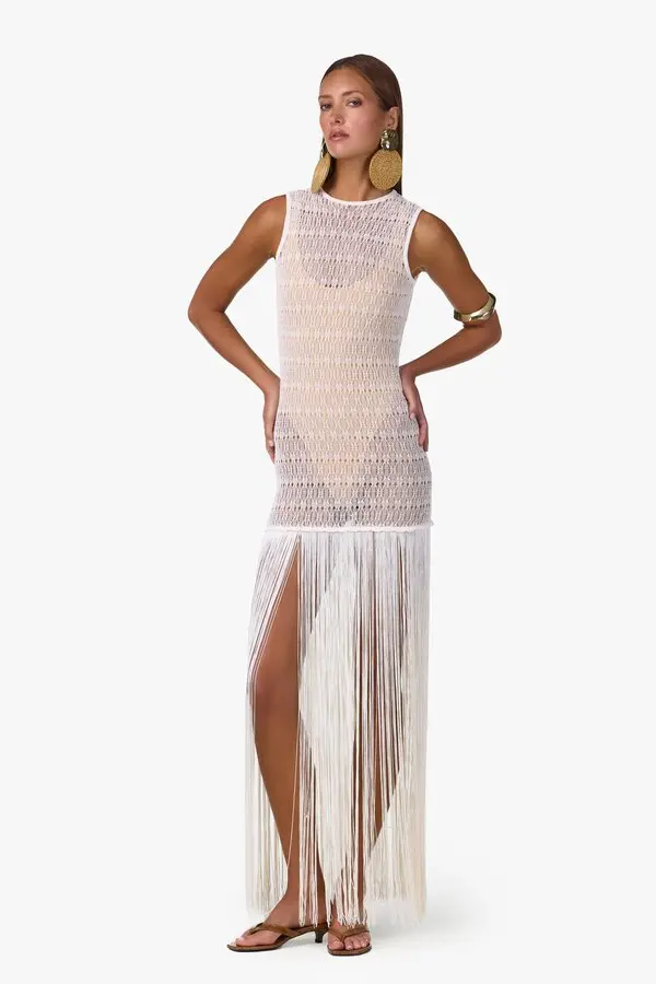 SAME Fringe Knit Maxi Dress