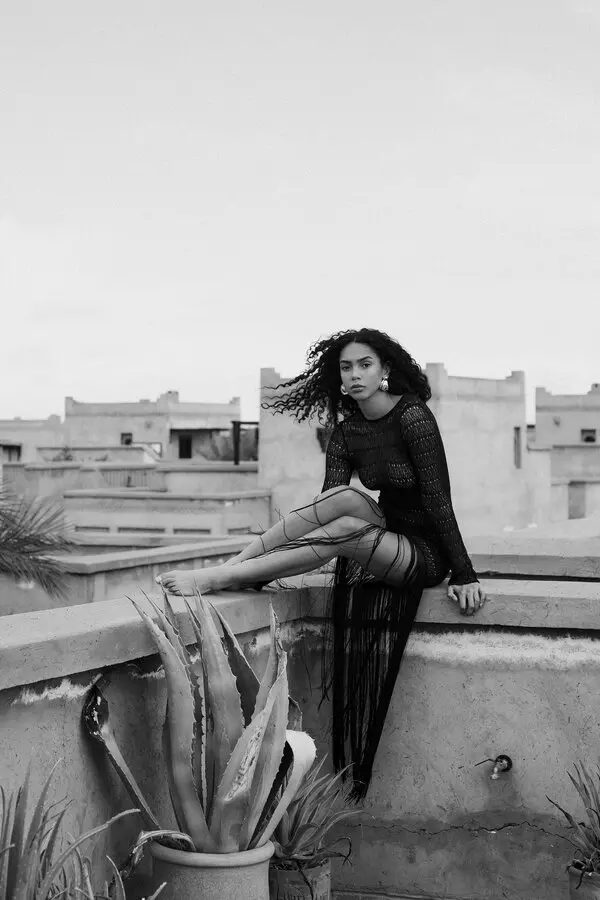 SAME Long Sleeve Knit Maxi Dress With Fringe - Black