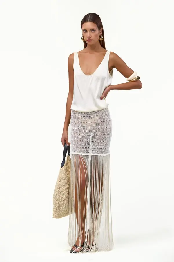 SAME Fringe Knit Maxi Skirt