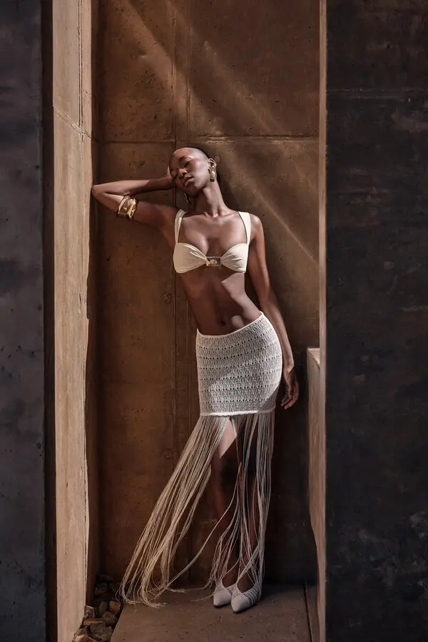 SAME Fringe Knit Maxi Skirt