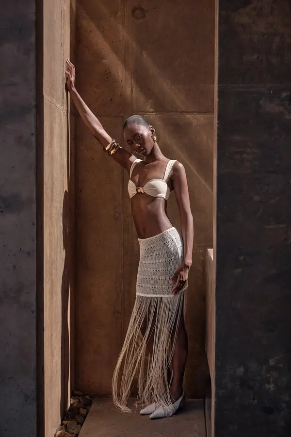 SAME Fringe Knit Maxi Skirt