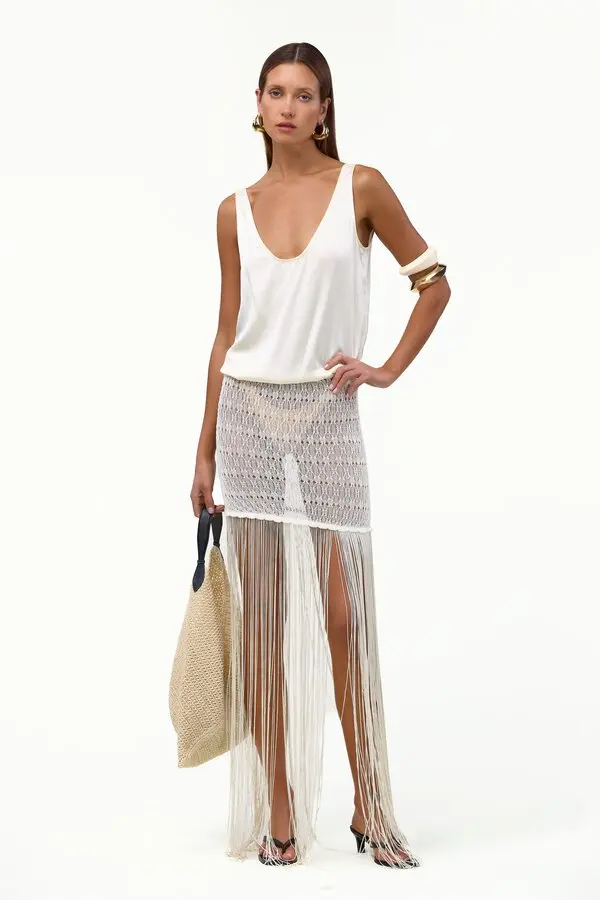 SAME Fringe Knit Maxi Skirt