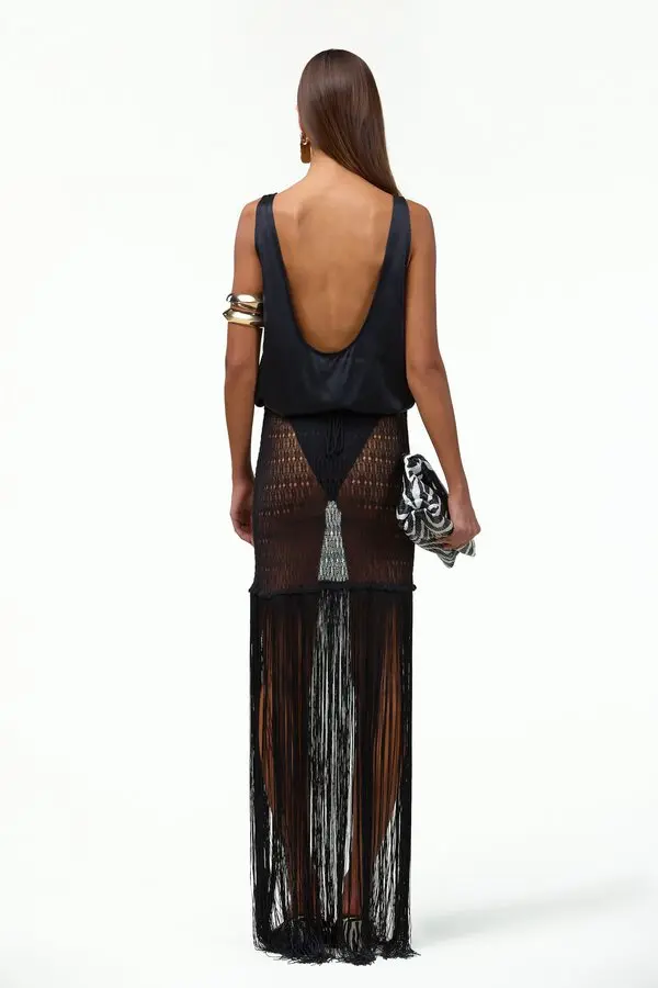 SAME Fringe Knit Maxi Skirt