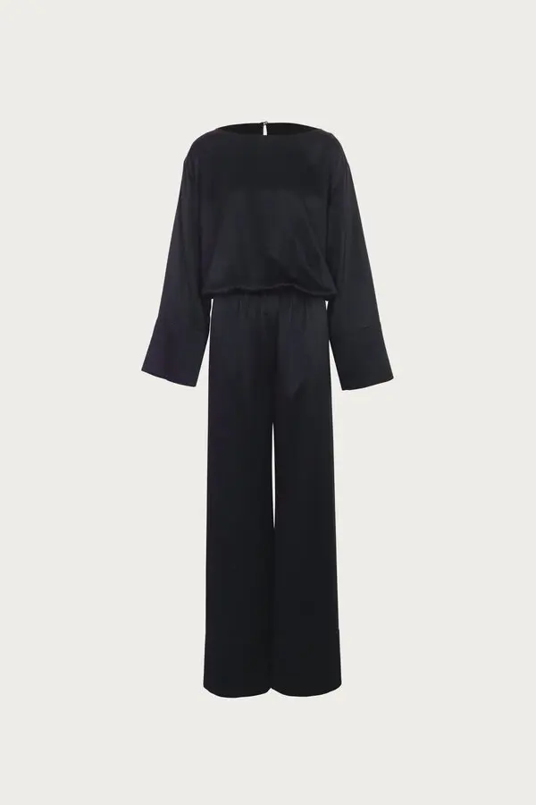 SAME Long Sleeve Silk Jumpsuit