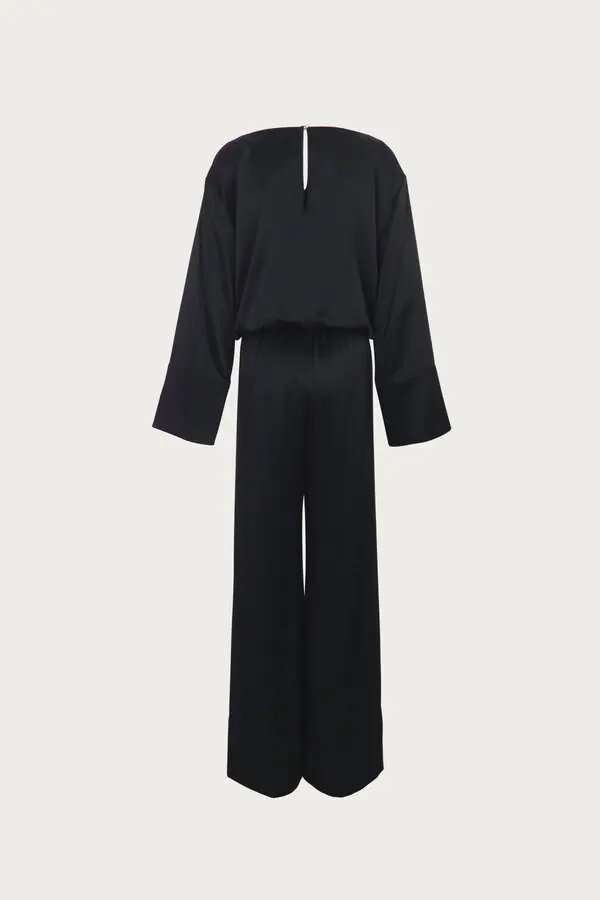 SAME Long Sleeve Silk Jumpsuit