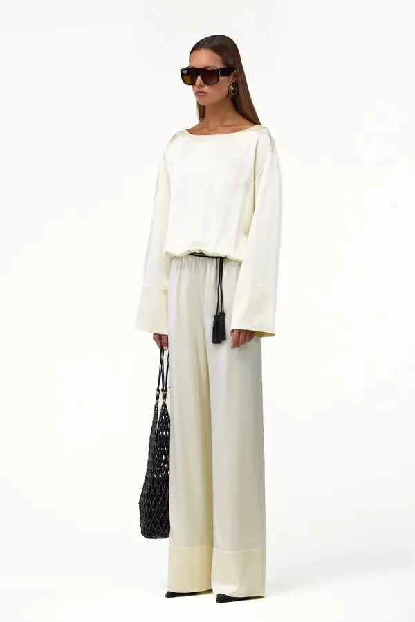 SAME Long Sleeve Silk Jumpsuit