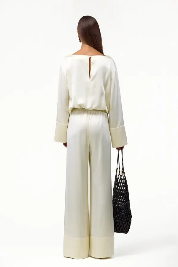 SAME Long Sleeve Silk Jumpsuit