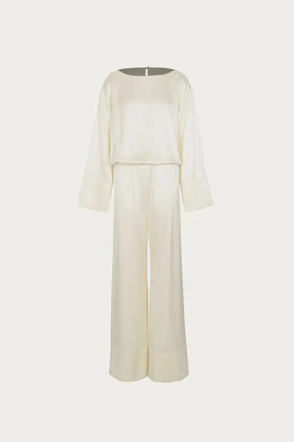 SAME Long Sleeve Silk Jumpsuit