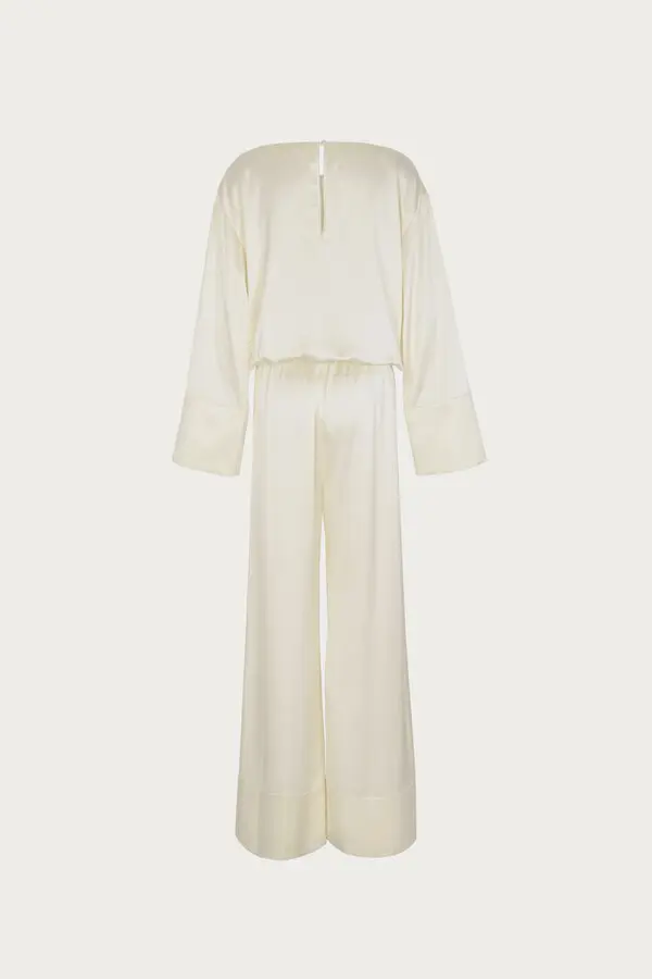 SAME Long Sleeve Silk Jumpsuit