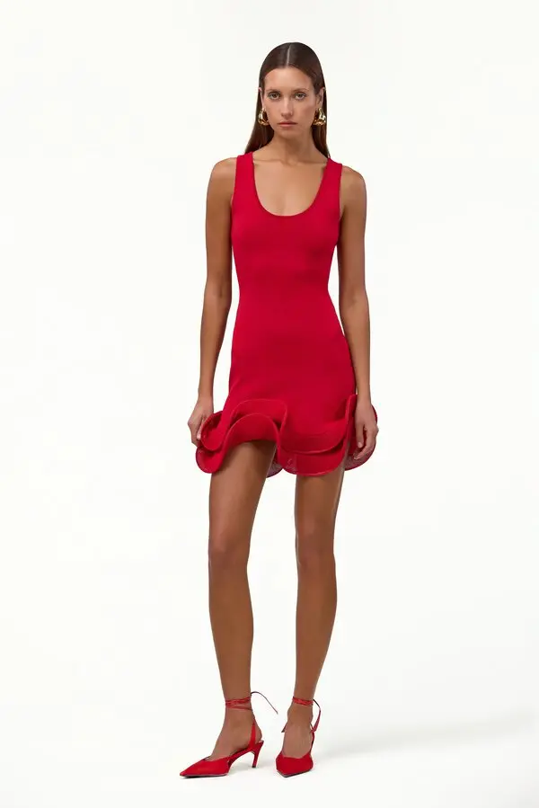 SAME Double Ruffle Hem Mini Dress