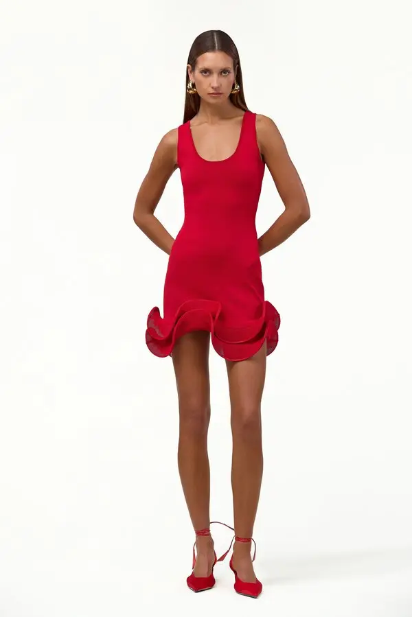 SAME Double Ruffle Hem Mini Dress