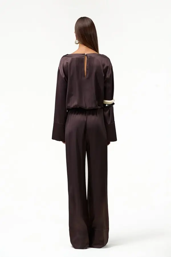 SAME Long Sleeve Silk Jumpsuit