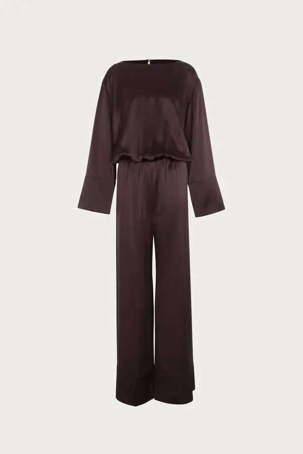 SAME Long Sleeve Silk Jumpsuit