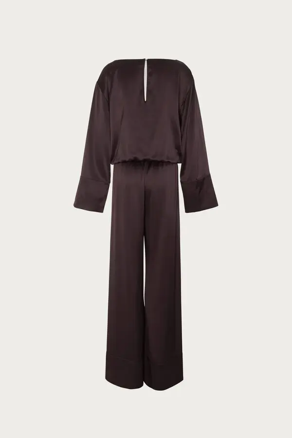 SAME Long Sleeve Silk Jumpsuit